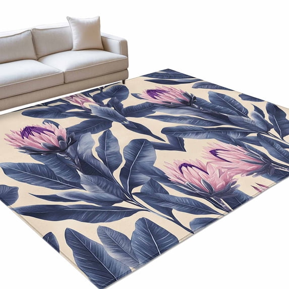 Blue Pink Purple Floral Washable Rug 3x5 Area Rug for Living Room ...