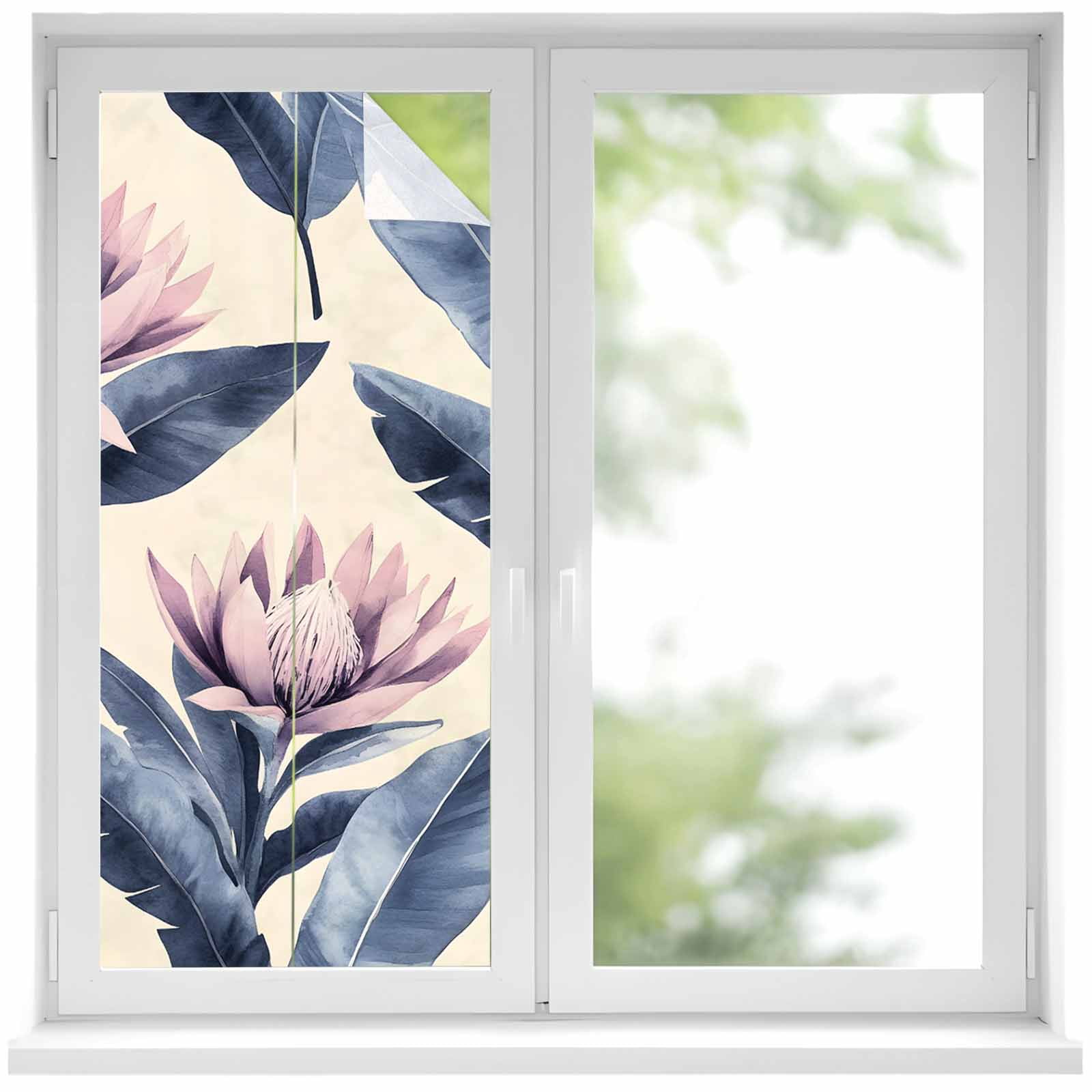 Blue Pink Purple Floral Window Privacy Film, Blooms Botanical Oil ...