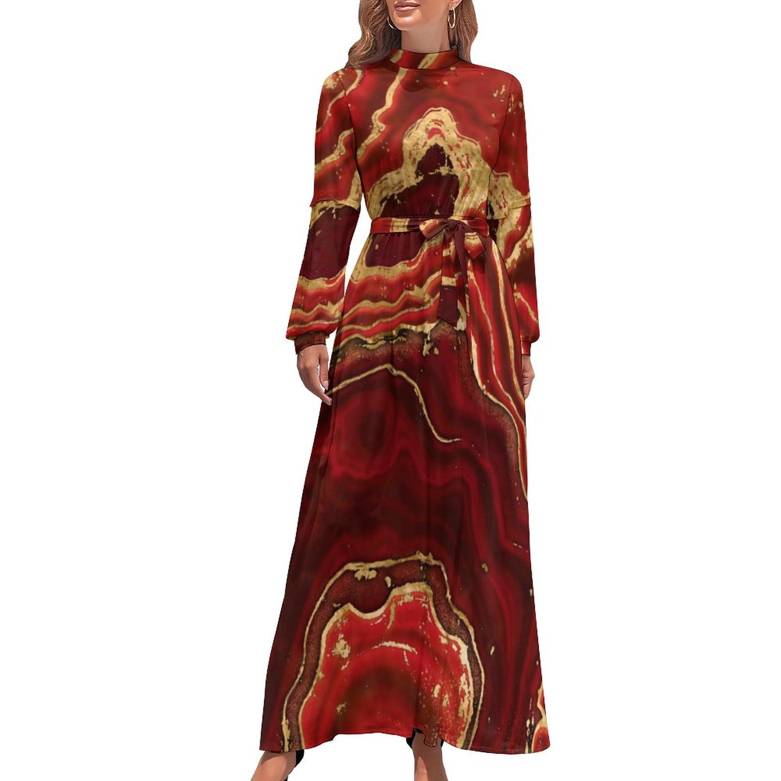 Blue Pink Purple Liquid Dress High Neck Abstract Art Print Beach ...