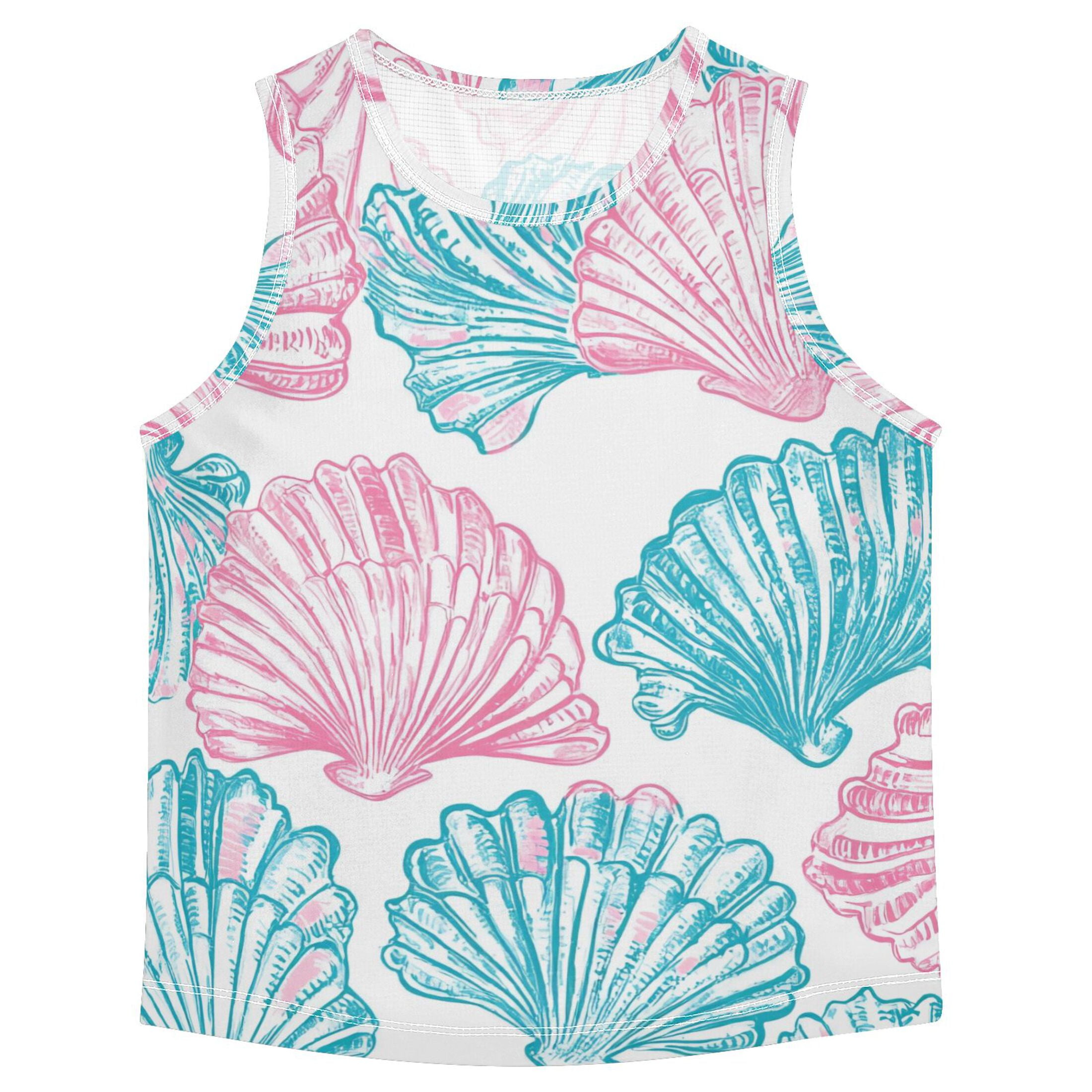 Blue Pink Seashells Hand Painted Boys' Vest Undershirt Tank Top ...