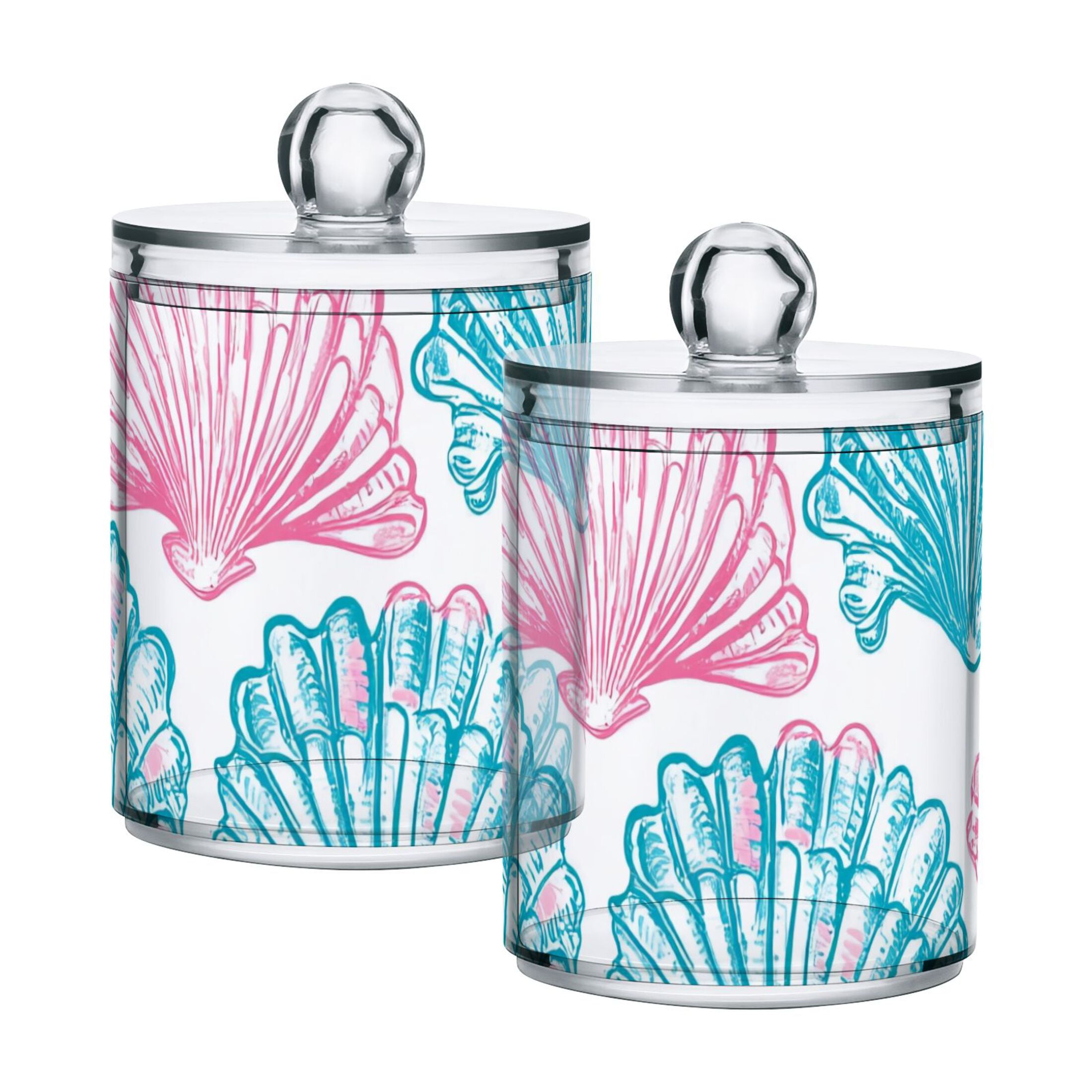 Blue Pink Seashells Hand Painted Translucent Plastic Cans Storage ...