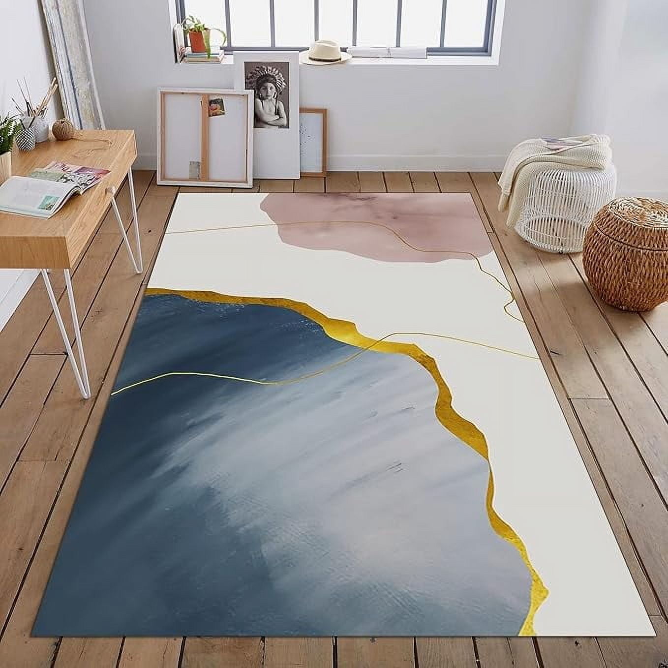 Blue Pink Simple Area Rugs, Stylish Classic Outdoor Runner's Carpet ...