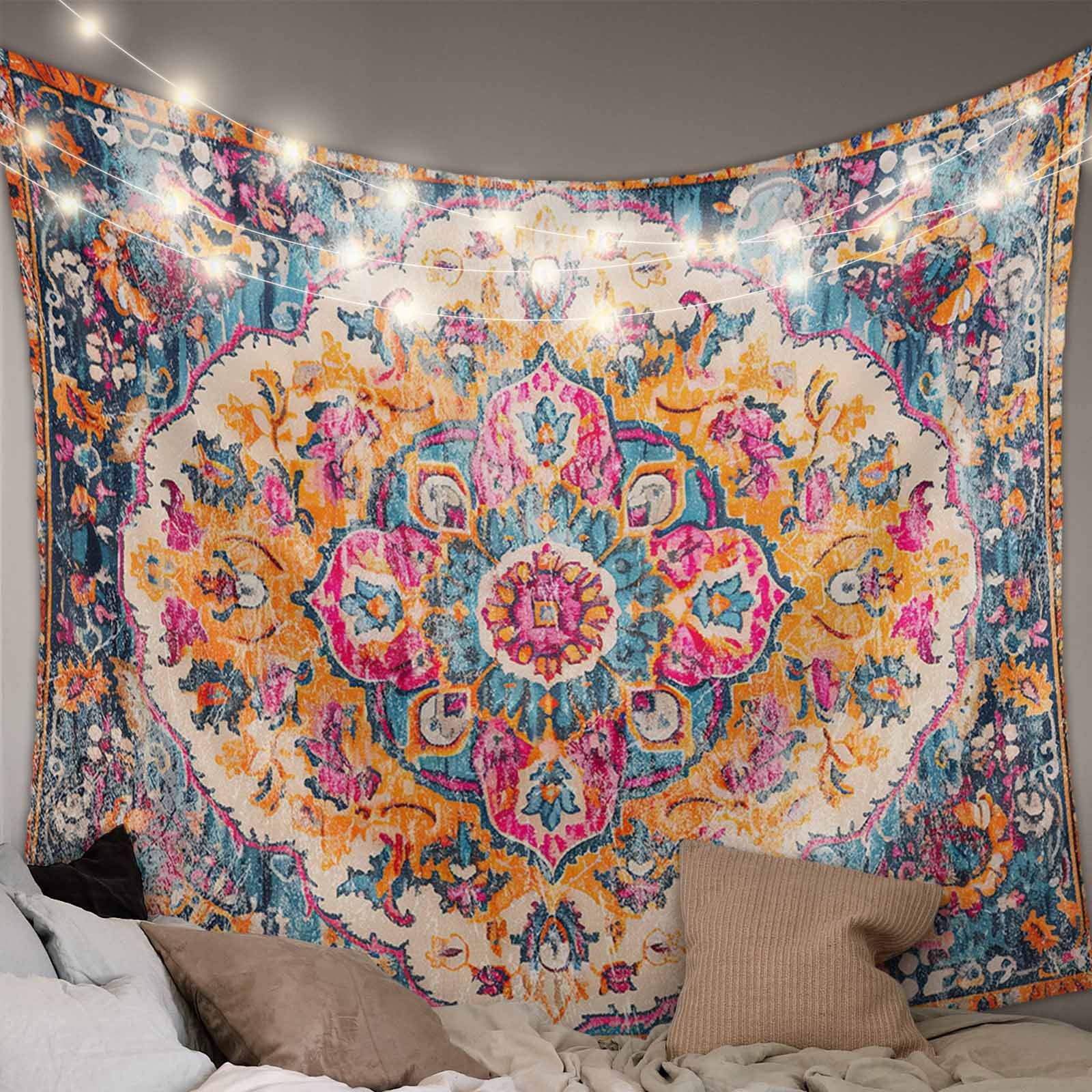 Blue Pink Small Tapestry for Bedroom Wall Hanging Tapestry, Boho Middle ...