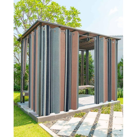 Blue Pink Striped Outdoor Curtains for Patio, Farmhouse Modern Stripes ...