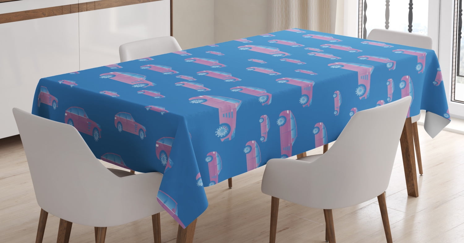 Blue and Pink Tablecloth, Retro Style Car Concept with Grunge Effect ...