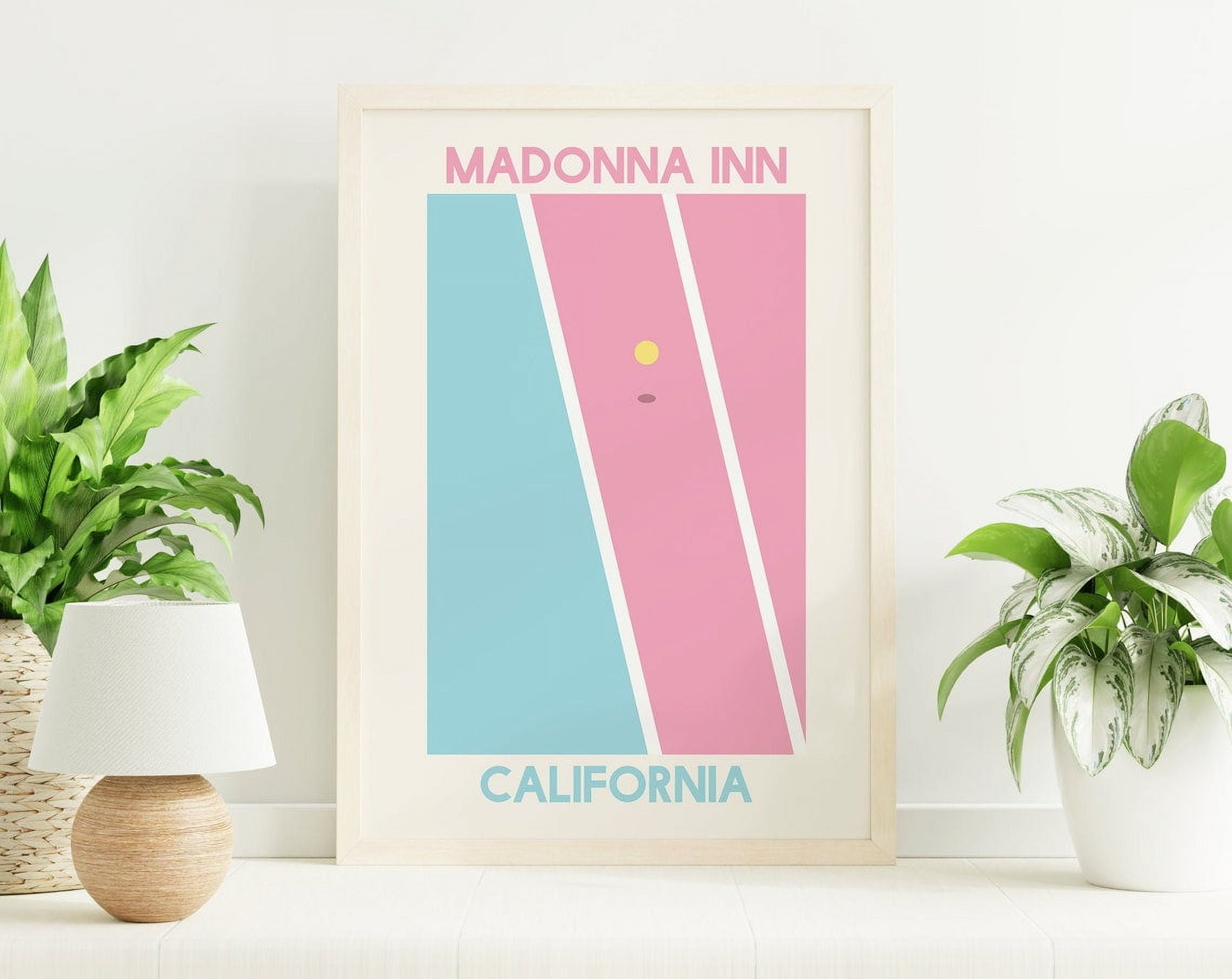 Blue & Pink Tennis Court Print, Art, Madonna Inn California Abstract ...