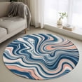 Blue Pink White Marble 3FT Round Area Rugs Fluid Art Abstract Soft ...