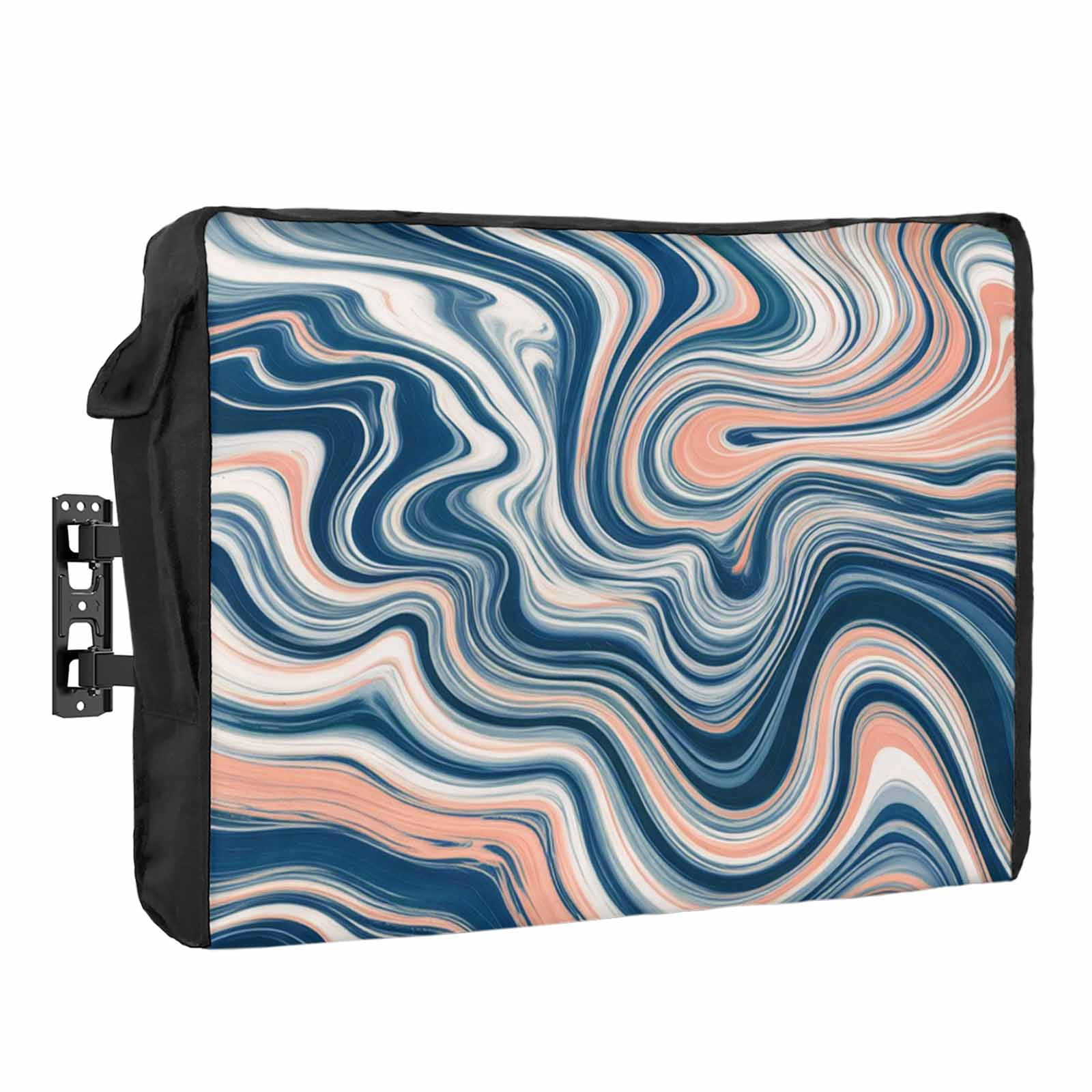 Blue Pink White Marble Waterproof Outdoor TV Cover, Fluid Art Abstract ...