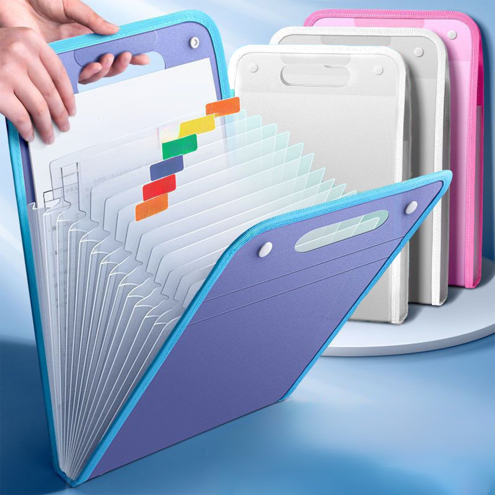Blue/Pink/White Plastic File Folder Bag - 24x3x36cm (9.44x1.18x14.17in ...