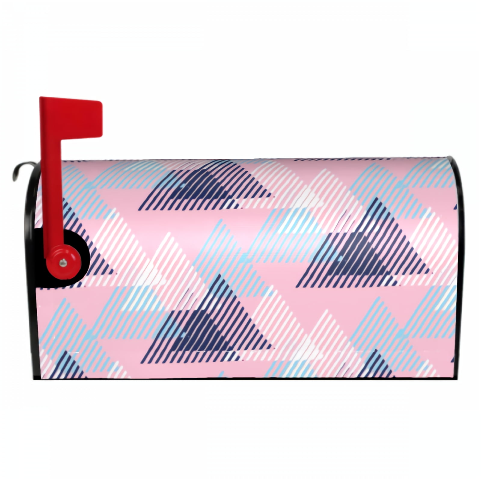 Blue&Pink&White Striped Triangles Mailbox Cover Funky Background With ...