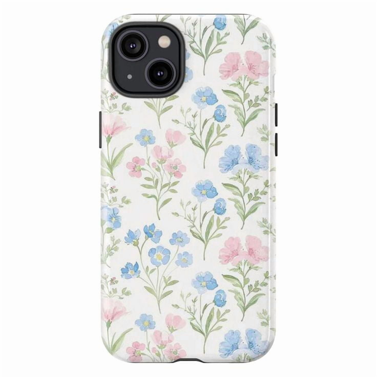Blue & Pink Wildflower iPhone Case – Soft Pastel Floral Phone Cover for ...