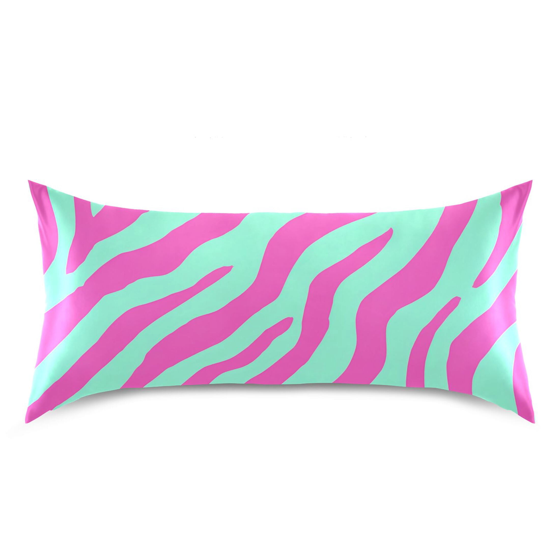 Blue Pink Zebra Pattern Pillow Case King Size Silky Satin Pillow Cover ...