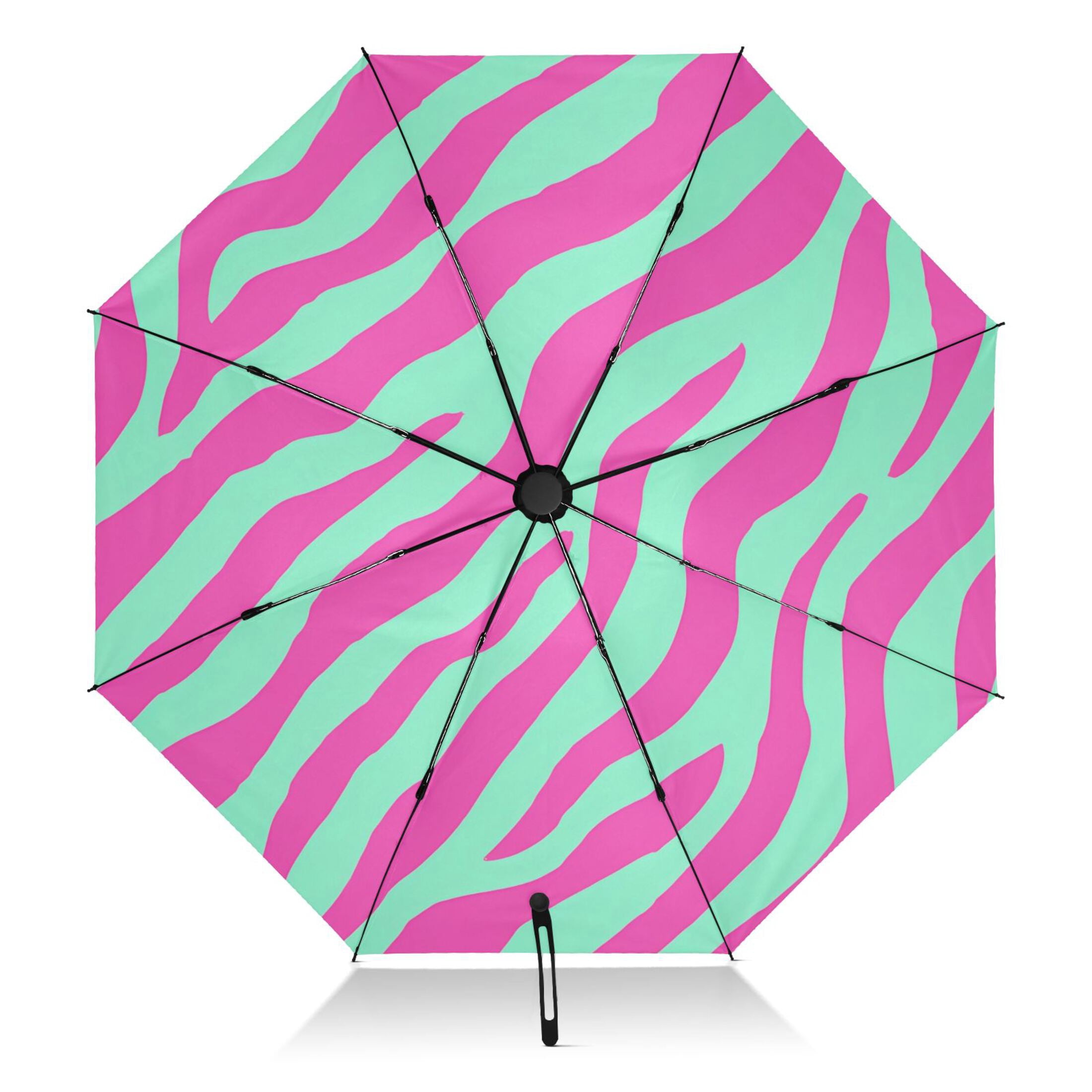 Blue Pink Zebra Pattern Umbrella Folding Sun Umbrella Travel Auto Open ...
