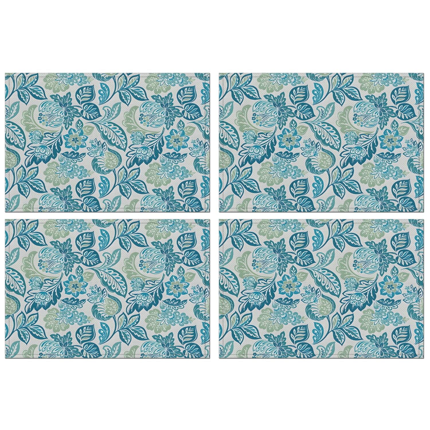 Blue Pioneer Flower Summer Placemats Table Placemats Set Of 4-Linen ...