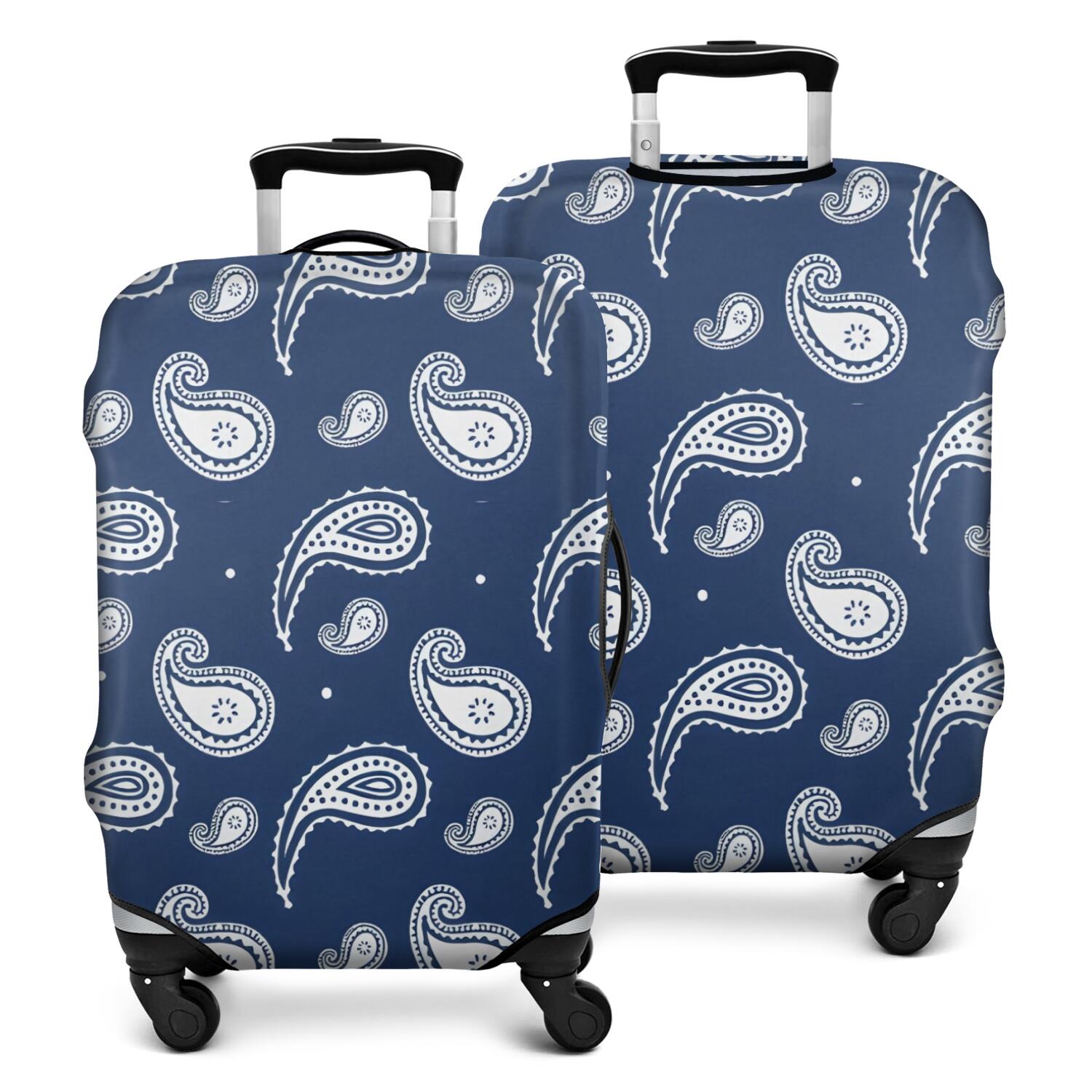 Blue Pioneer Flower and Paisley Pattern Luggage Cover Fashion Suitcase ...