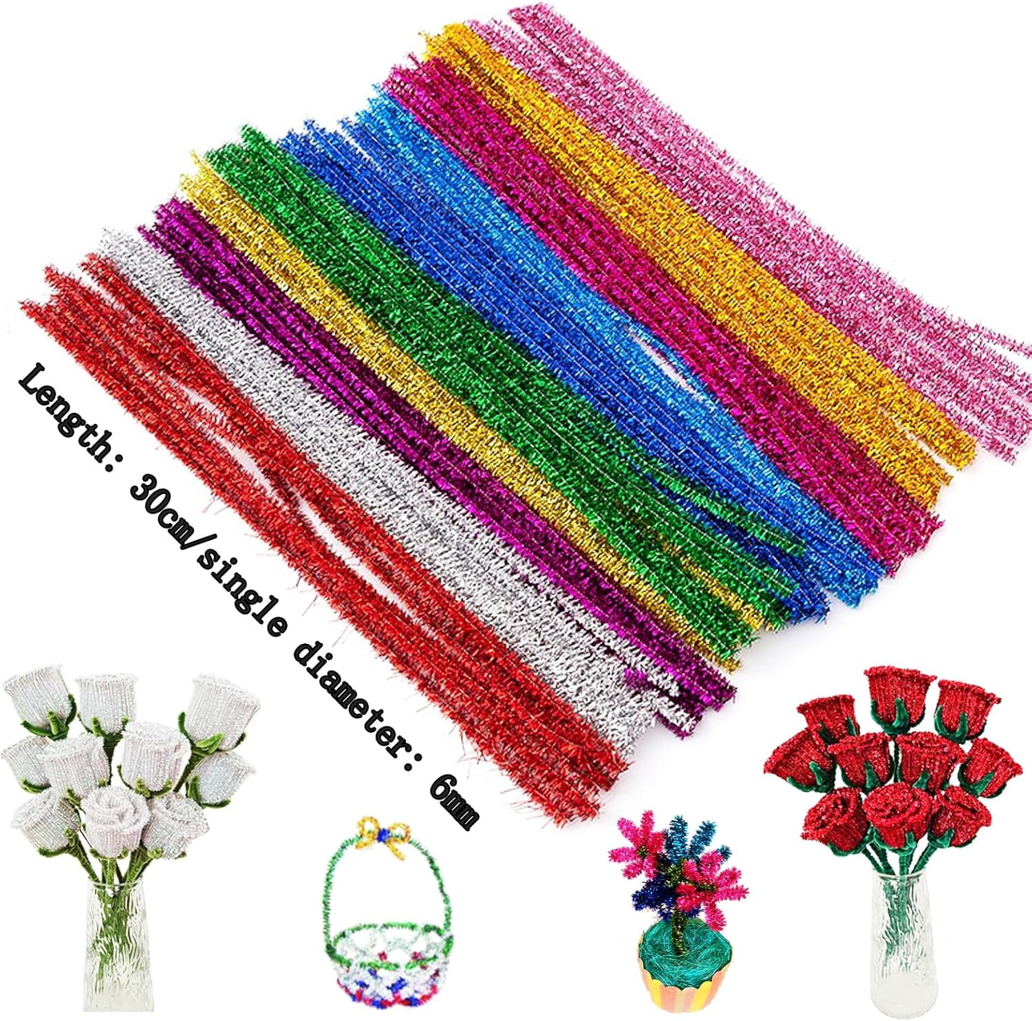 Blue Pipe Cleaners Chenille Stem, 200 Pieces Solid Color Pipe Cleaner ...