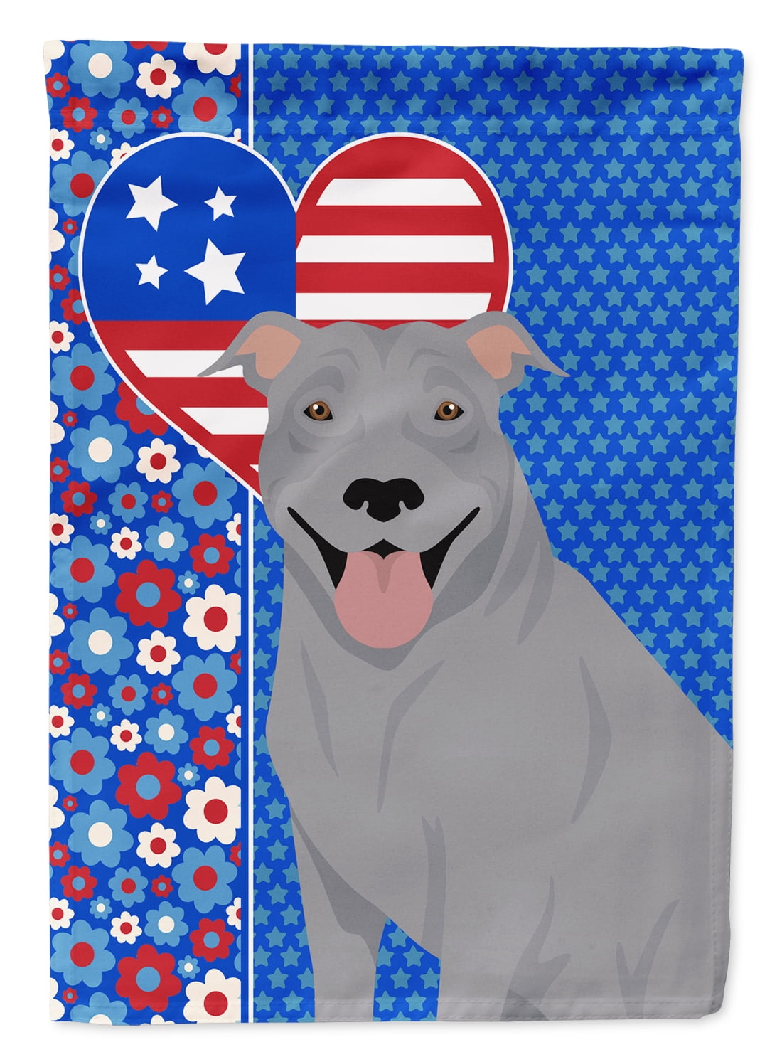 Blue Pit Bull Terrier USA American Flag Canvas House Size 28 in x 40 in ...