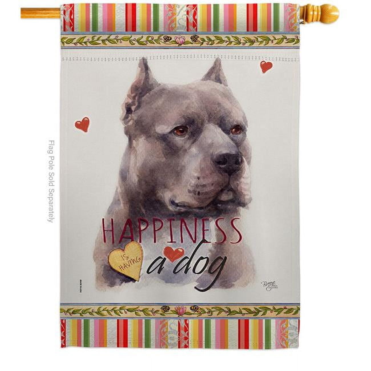 Blue Pitbull Happiness Animals Dog 28 x 40 in. Double-Sided Decorative ...