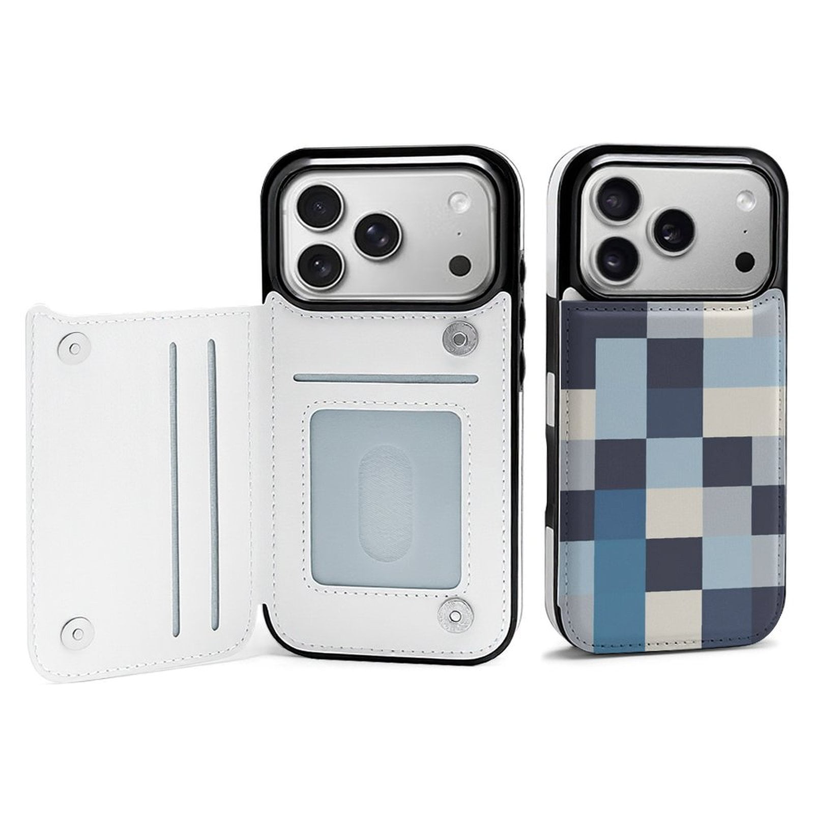 Blue Pixel Art Grid Leather Wallet Case for iPhone13 pro Wallet Case ...