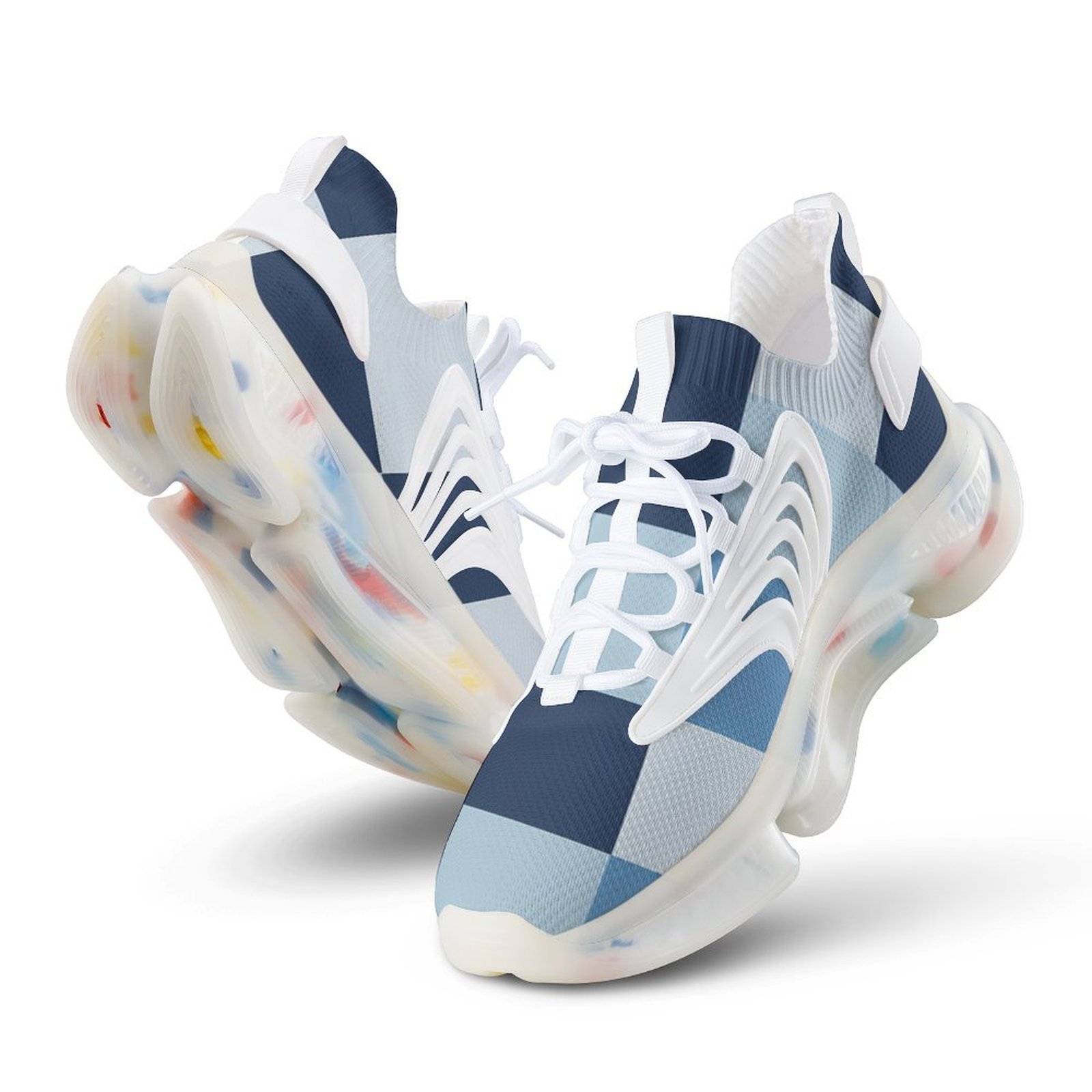 Blue Pixel Art Print Walking Shoes for Men Woman Lightweight Tennis ...