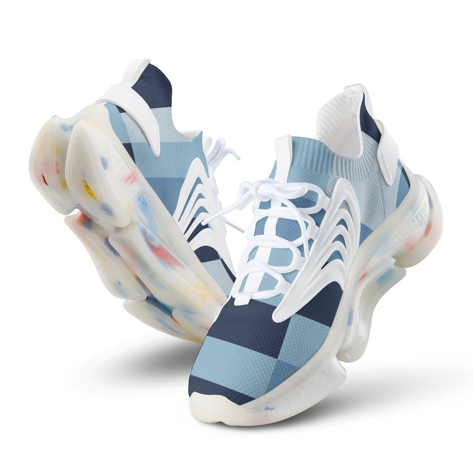 Blue Pixel Art Print Walking Shoes for Men Woman Lightweight Tennis ...