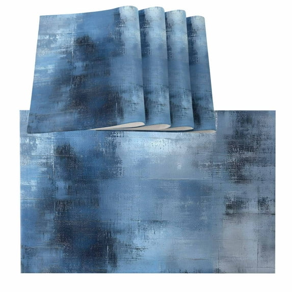 Blue Placemats for Dinning Table Set of 4, Vintage Modern Ombre Oil ...