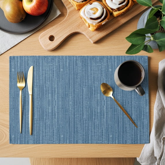 Blue Placemats Set of 2, Country Vintage Minimalist Solid Color ...