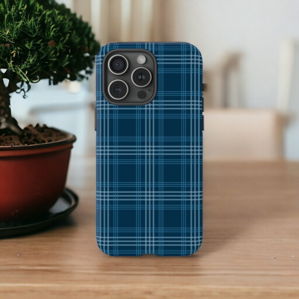Blue Plaid Argyle Print Trendy Tartan Phone Case 17 16 15 14 13 12 11 ...