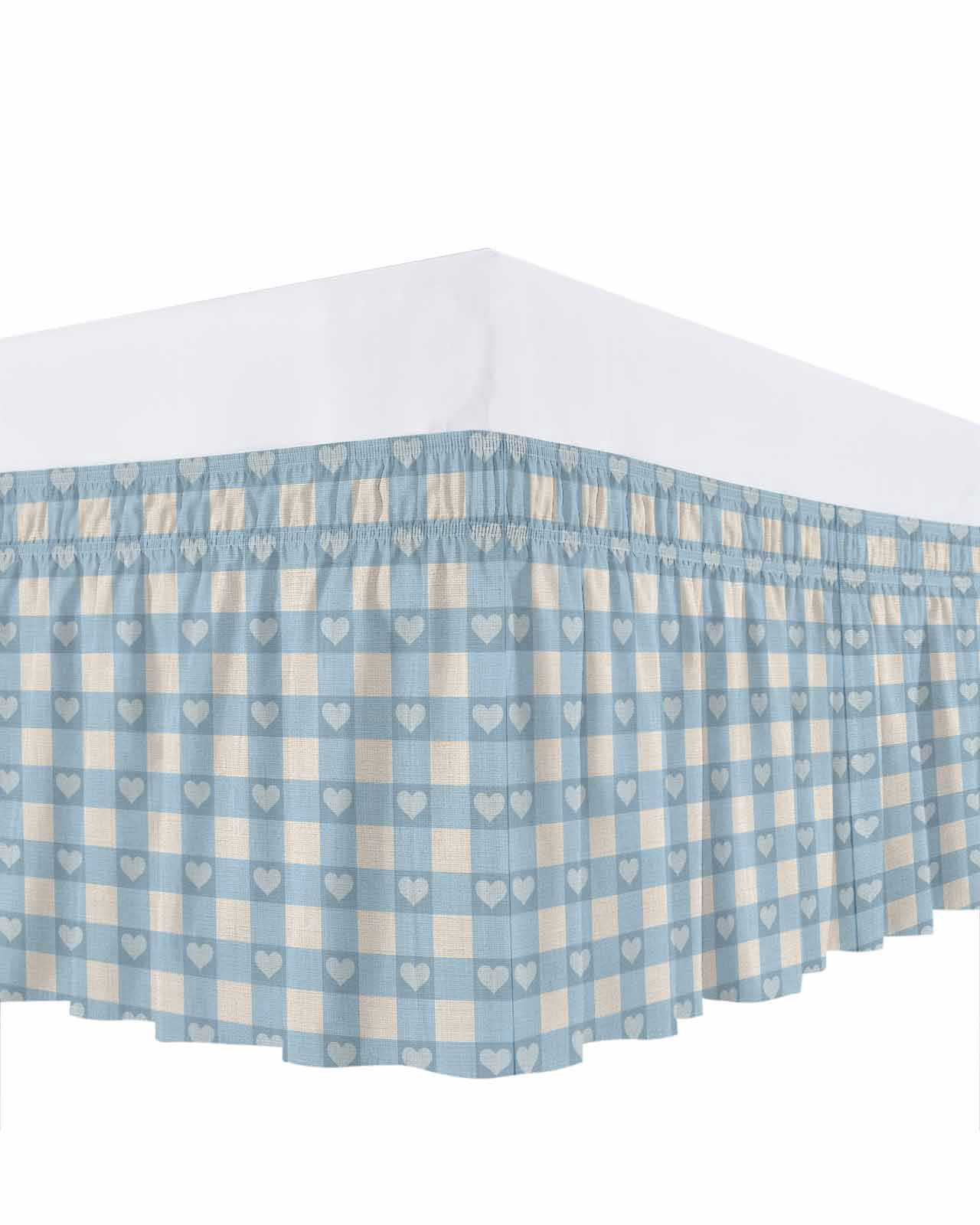Blue Plaid Bed Skirt Queen Size, Country Cute Love Pastoral Heart ...