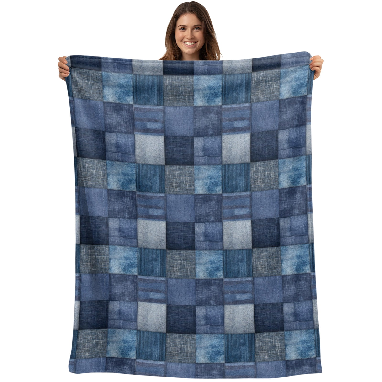 Blue Plaid Blanket Soft Cozy Warm Twin Blanket for Bed, Plush Fuzzy ...