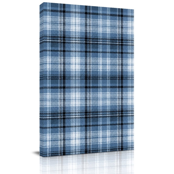 Blue Plaid Canvas Wall Art for Living Room, Rustic Farmhouse Poster ...