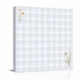 Blue Plaid Canvas Wall Art for Living Room, Watercolor Daisy Flower ...