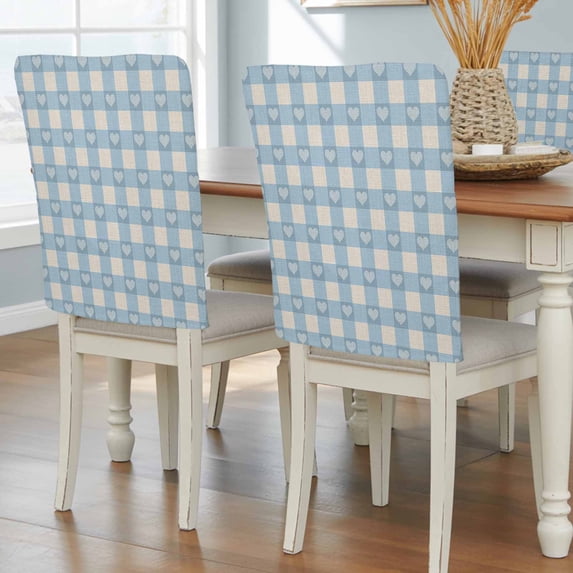 Blue Plaid Chair Back Covers, Removable Chair Covers for Dining Chairs ...