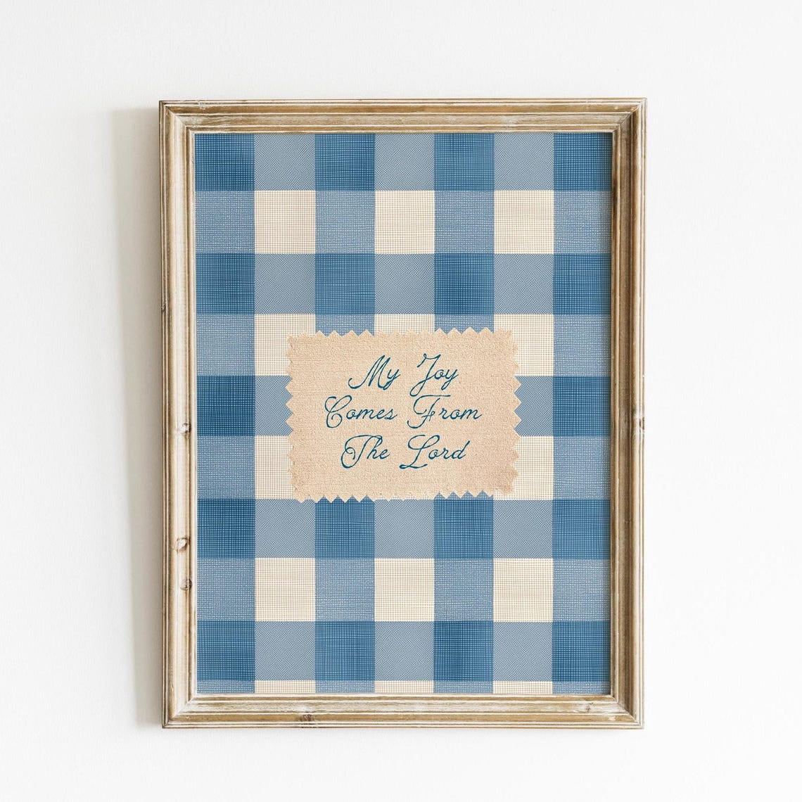 Blue Plaid Christian Wall Art, Farmhouse Decor Unframed Paper Print ...