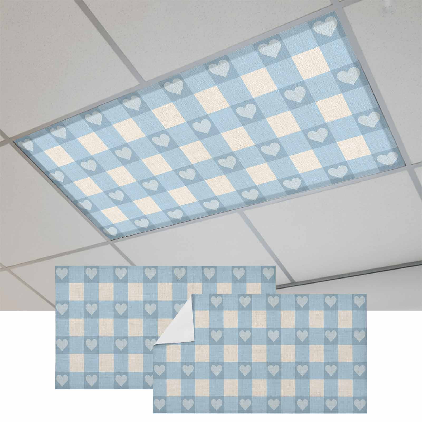 Blue Plaid Fluorescent Light Covers, Country Cute Love Pastoral Heart ...