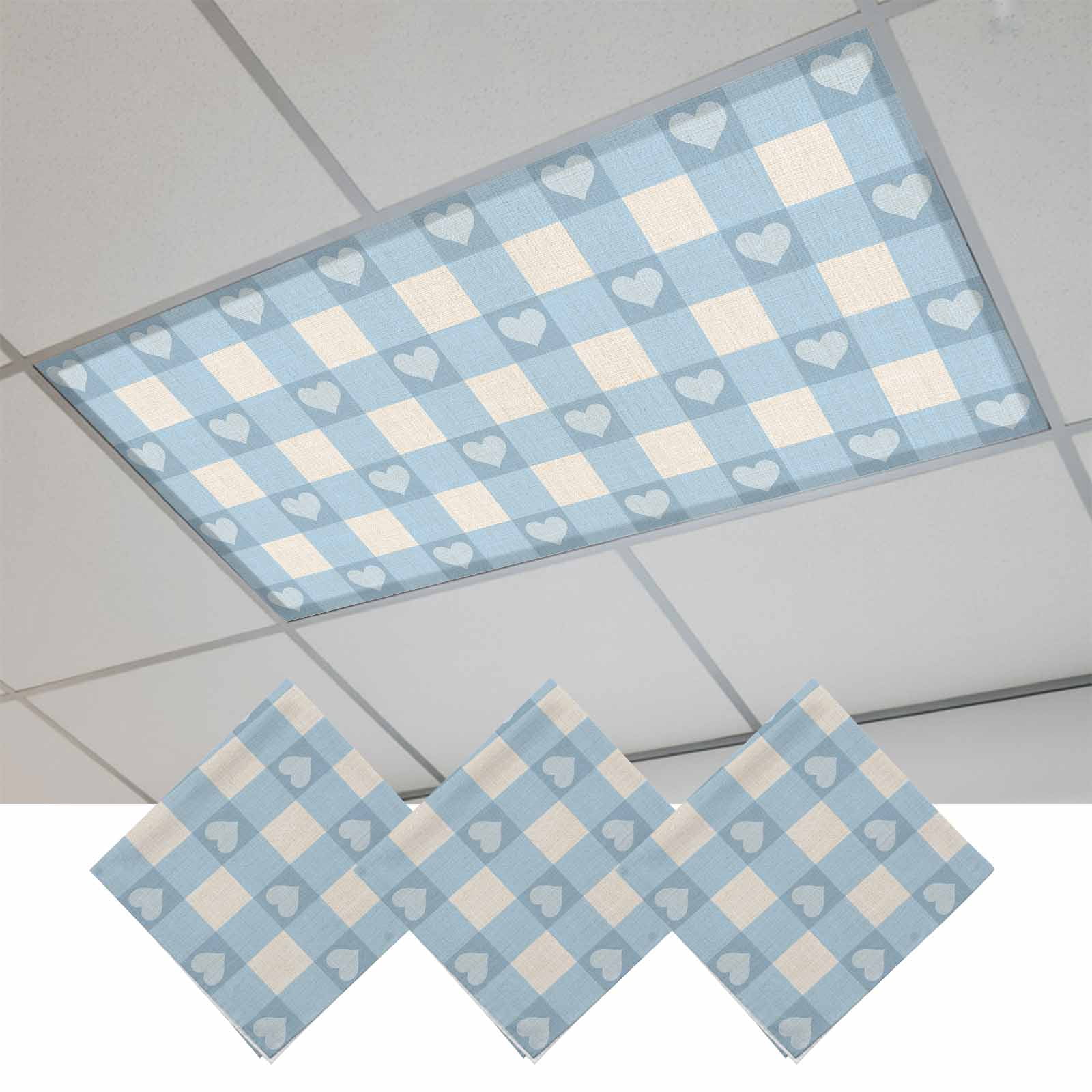 Blue Plaid Fluorescent Light Covers, Country Cute Love Pastoral Heart ...