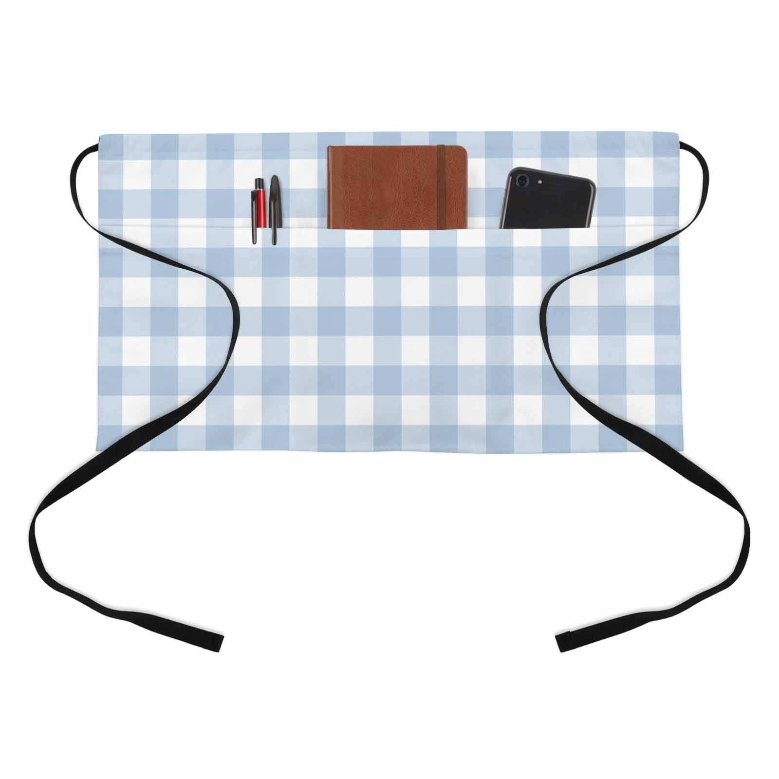 Blue Plaid Half Waist Apron Retro Farmhouse Blue White Plaid Short ...