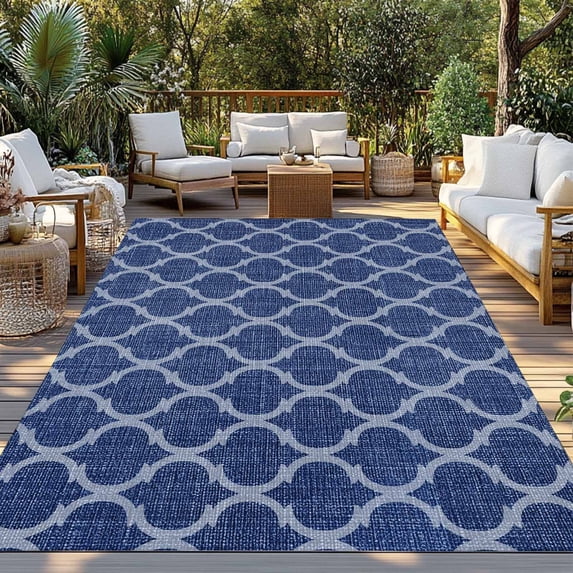 Blue Plaid Indoor Outdoor Rugs 4x6 Ft, Retro Country Moroccan National ...