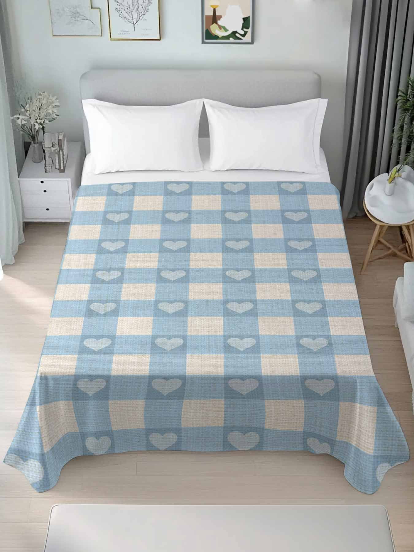 Blue Plaid King Size Flat Sheet, Wrinkleproof & Fadeproof Cooling Flat ...