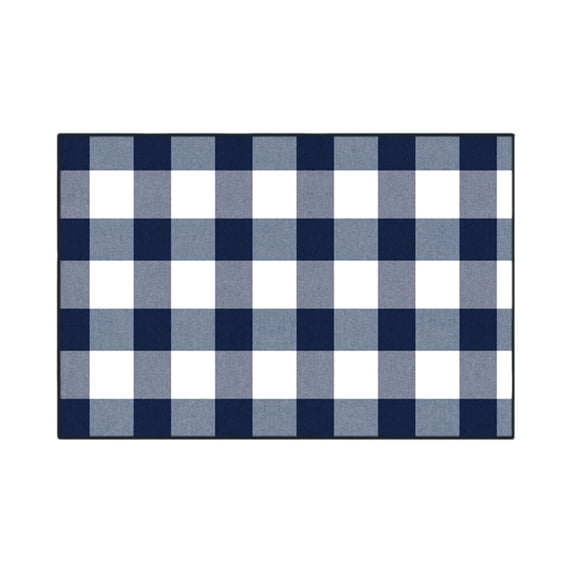 Blue Plaid Outdoor Rug Fall Doormat Halloween Thanksgiving Decor Hand ...