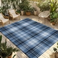 Blue Plaid Outdoor Rug, Rustic Farmhouse Non-Slip Area Rugs Carpet ...