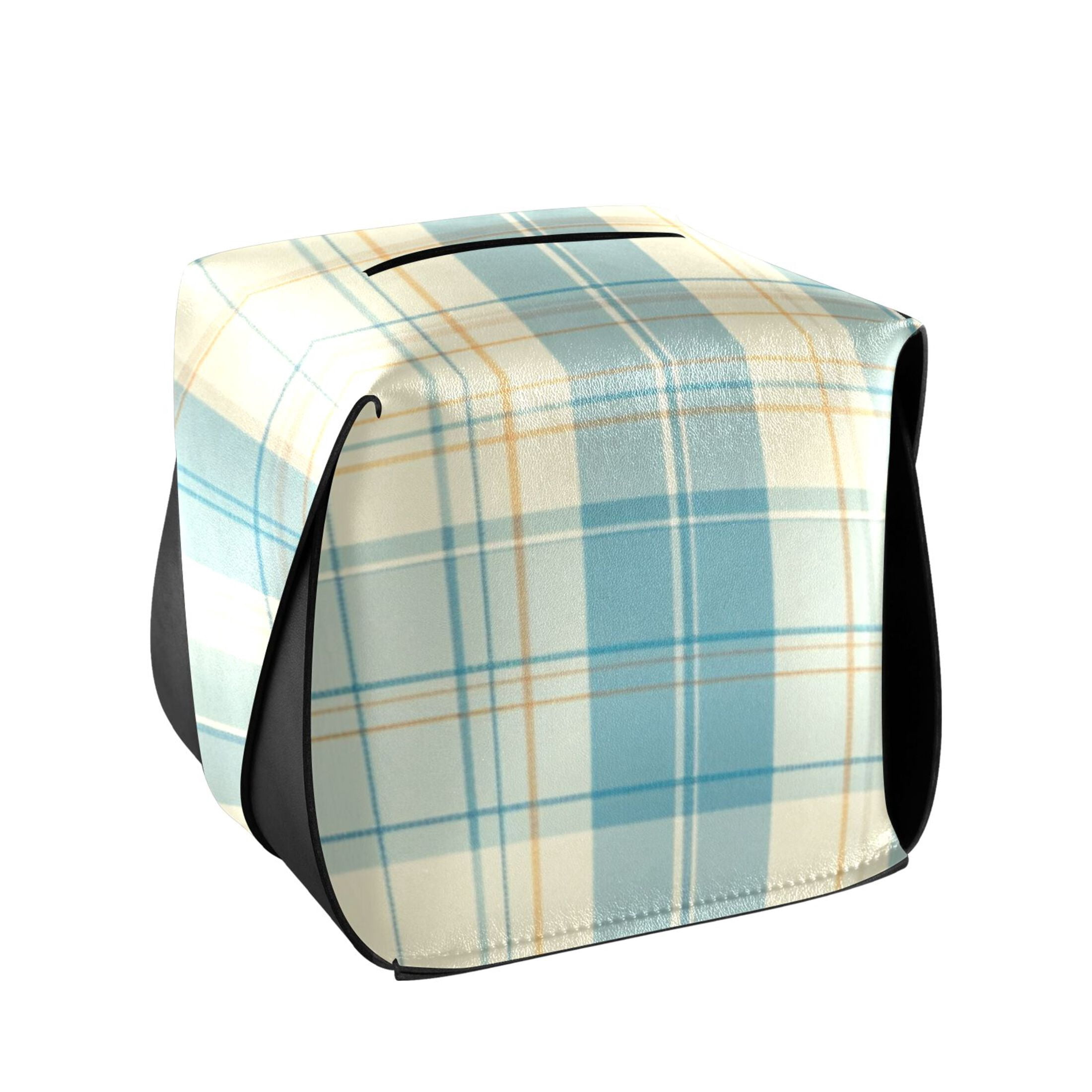 Blue Plaid Pattern Tissue Box Cover Leather Square Rectangle Tissue Box ...