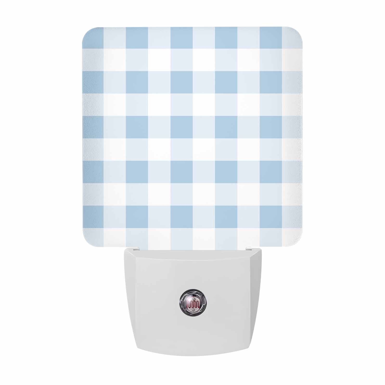 Blue Plaid Plug-in LED Night Lights Spring Buffalo Watercolor Check ...