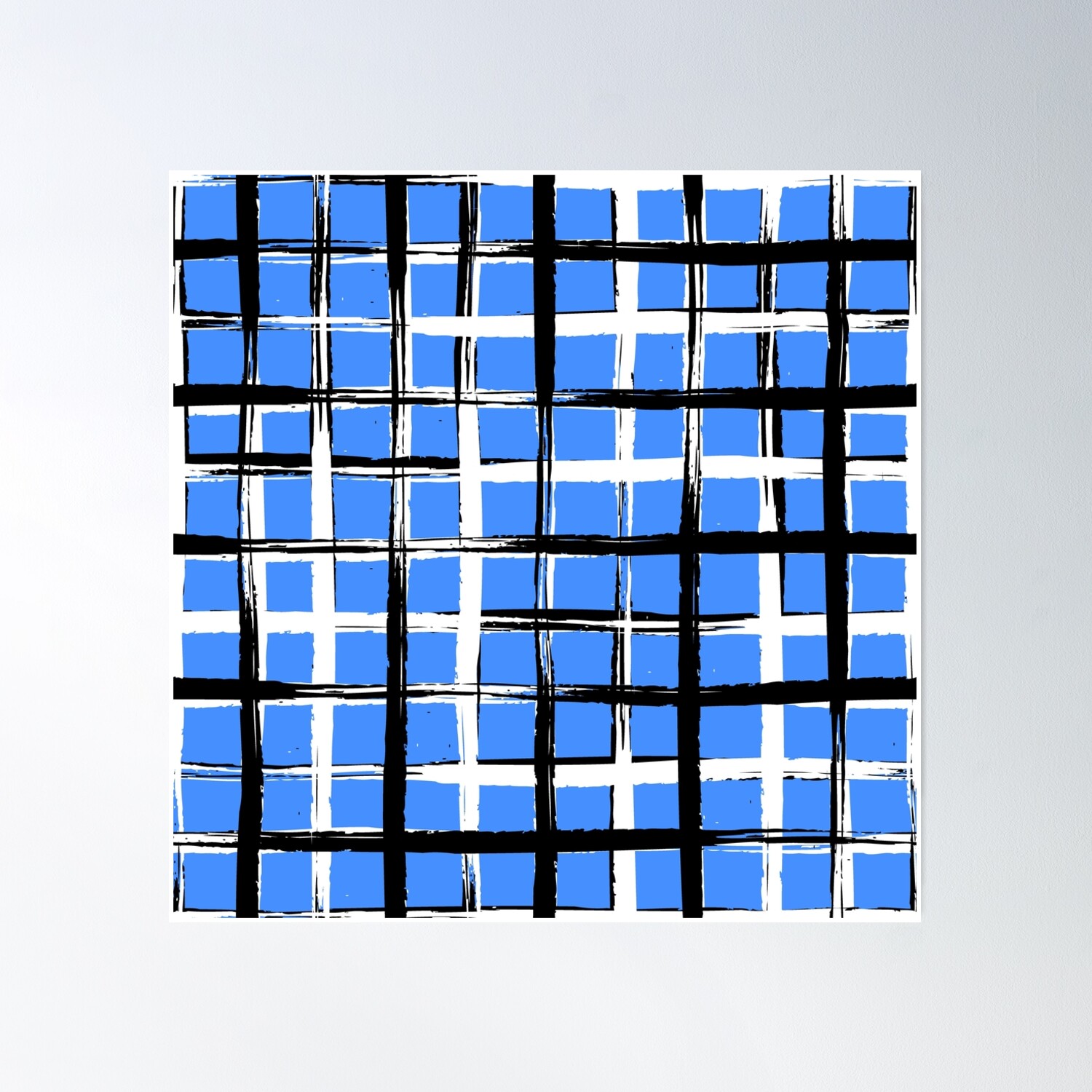 Blue Plaid, Pool Tiles Pattern, Tartan Poster Wall Art, Modern Wall ...