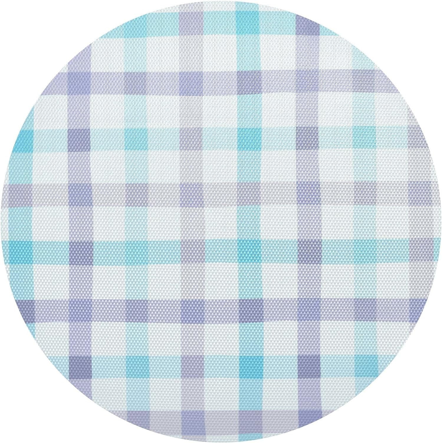 Blue Plaid Round Placemat Set of 1, Non-Slip Heat Resistant ...