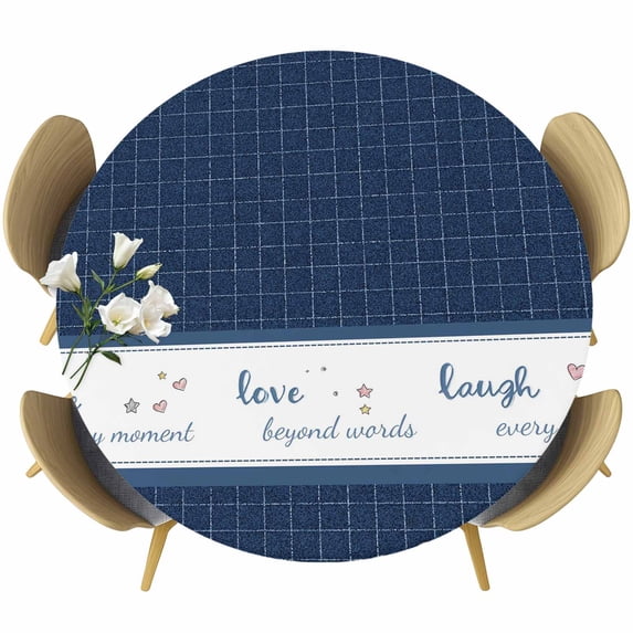 Blue Plaid Round Tablecloth 36-44 Inch Round Fitted Table Cloth with ...