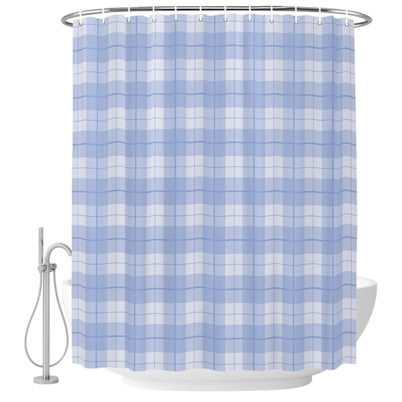 Blue Plaid Shower Curtain for Bathroom, Country Rustic Farmhouse ...