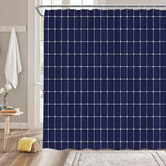 Blue Plaid Shower Curtain for Bathroom Decor 72inch Kids Navy Blue Grid ...