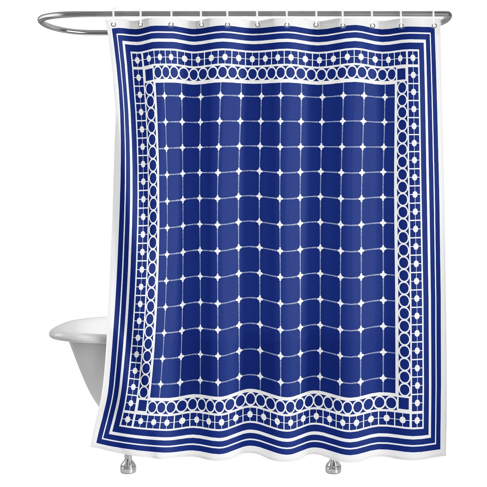 Blue Plaid Shower Curtain, Country Rustic Farmhouse Geometric Lines ...