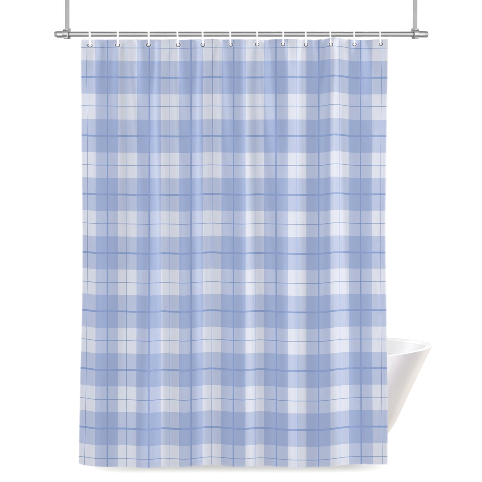 Blue Plaid Shower Curtains for Bathroom, Country Rustic Farmhouse ...